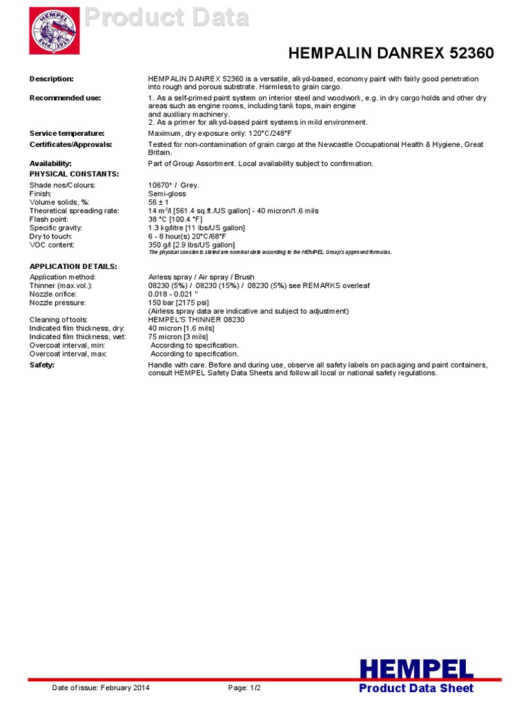 Hempalin Danrex 52360 52360 En-Gb | PDF | Paint | Water