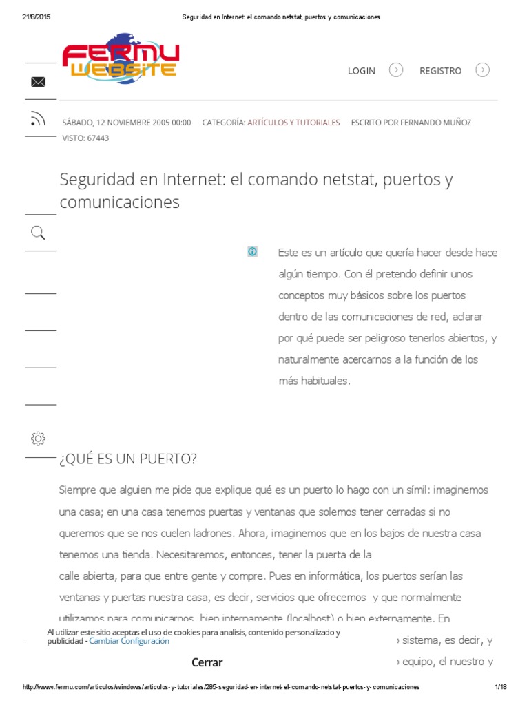 Seguridad en Internet - El Comando Netstat, Puertos y Comunicaciones PDF | PDF | Dirección IP ...