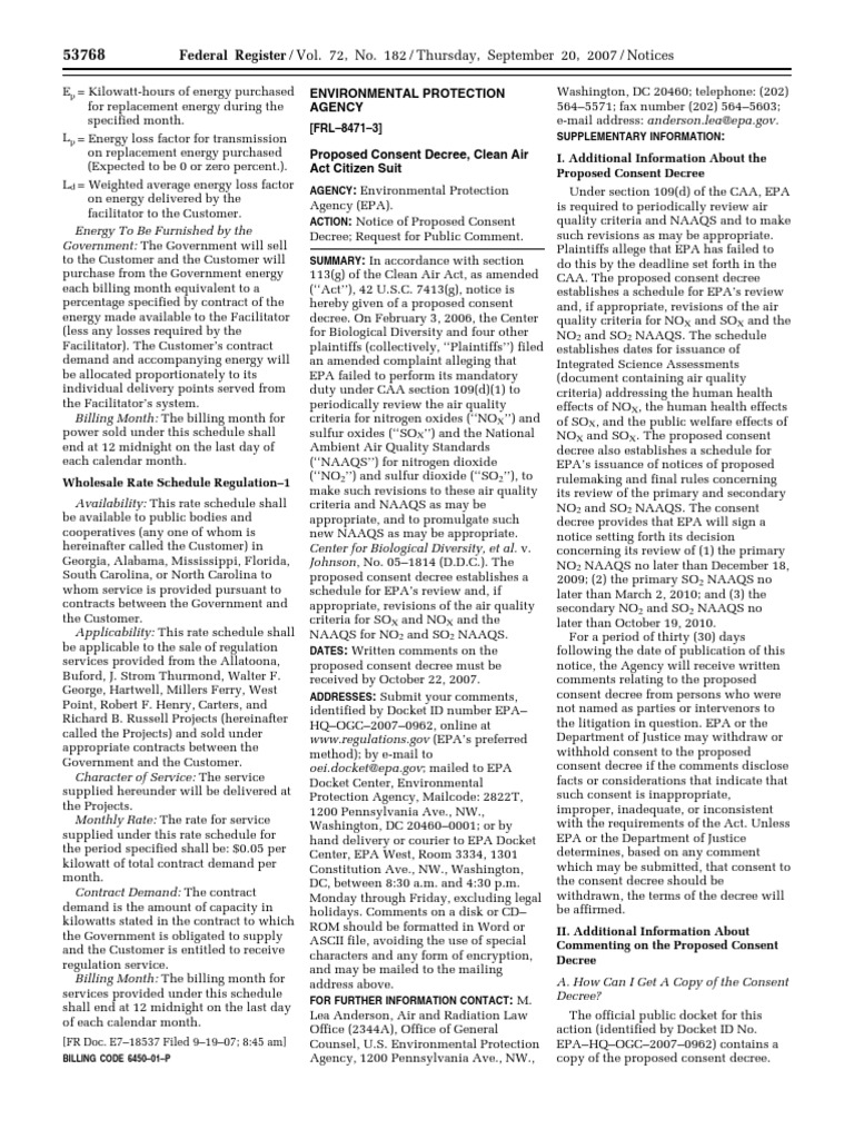 Notice: Air Pollution Control: Citizen Suits Proposed Settlements ...