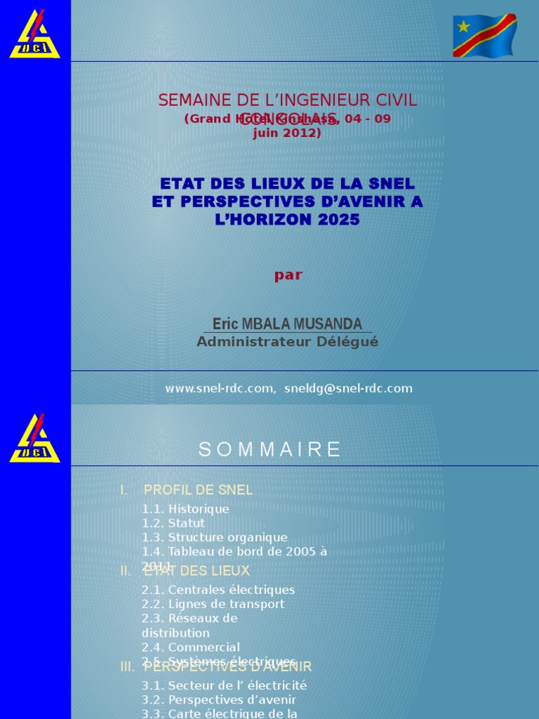 Presentation AD SNEL (Congo RDC) | PDF | Univers physique | La nature