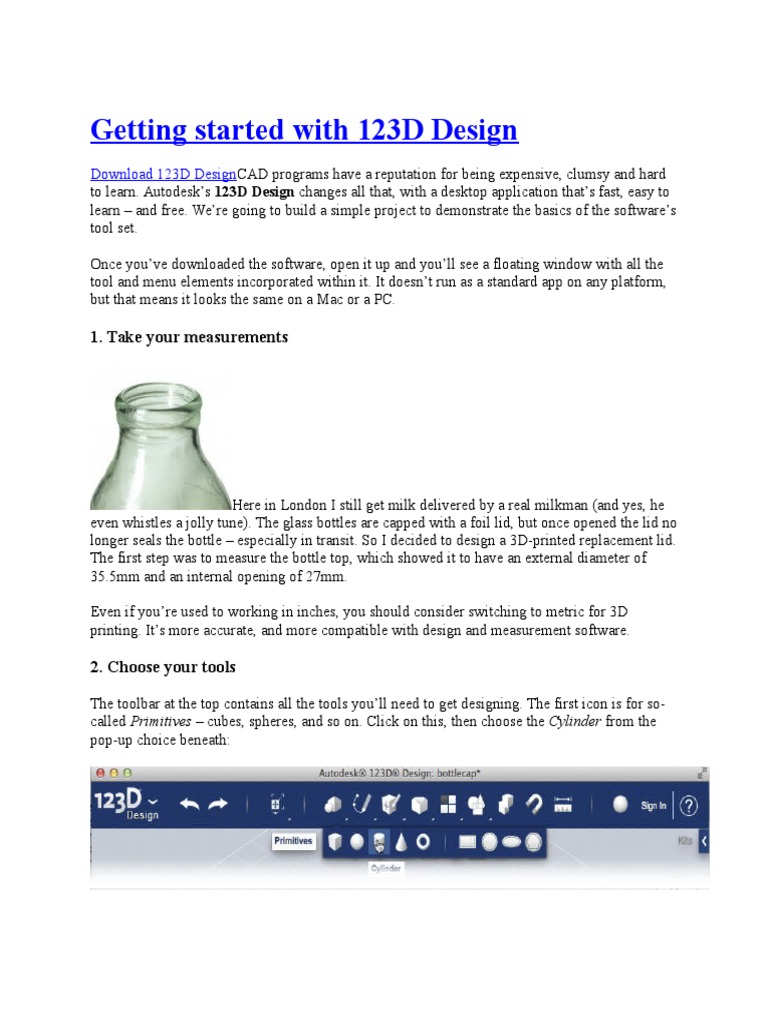 Getting Started With 123D Design | PDF | Extrusion | Icon (Computing)