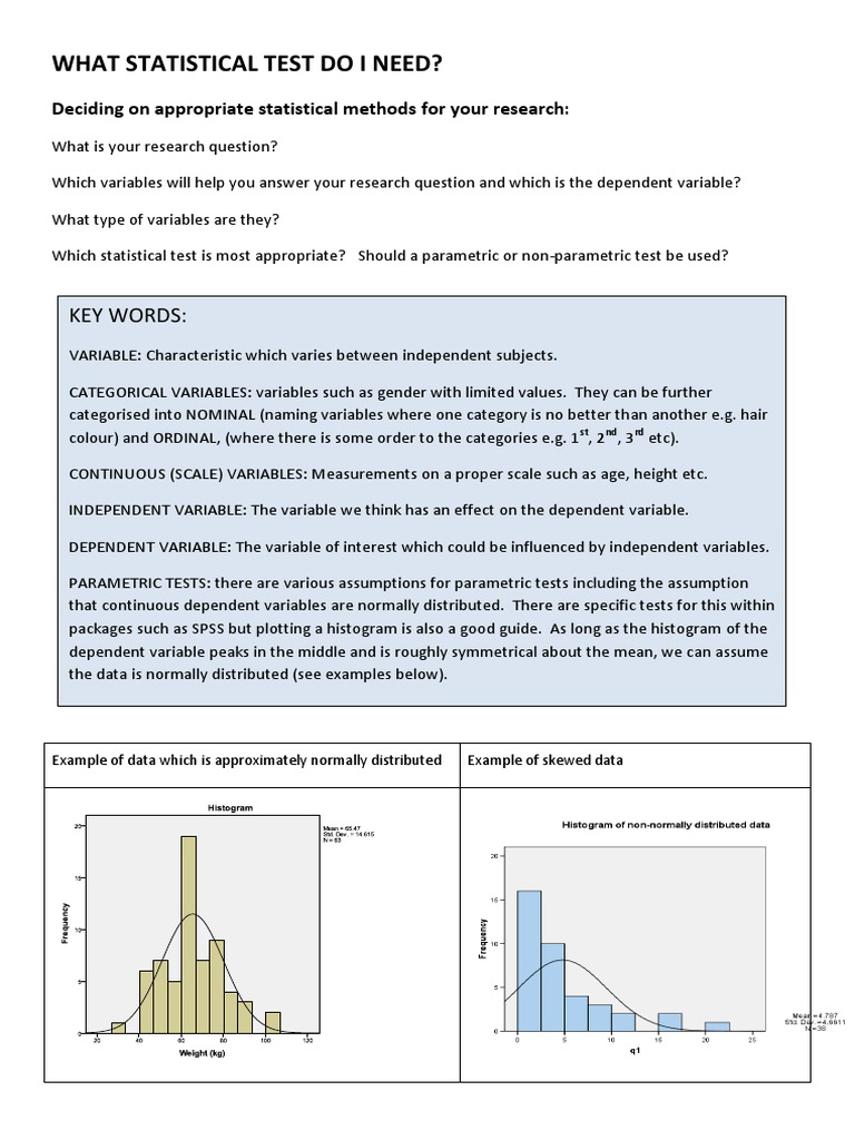 Statistical Tests for Researchers | PDF | Categorical Variable ...