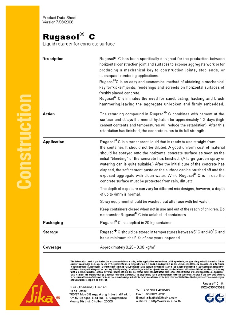 Sika PDS - E - Rugasol C PDF | PDF | Industries | Concrete