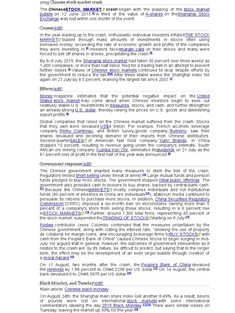 2015 Chinese Stock Market Crash | PDF | Behavioral Economics ...