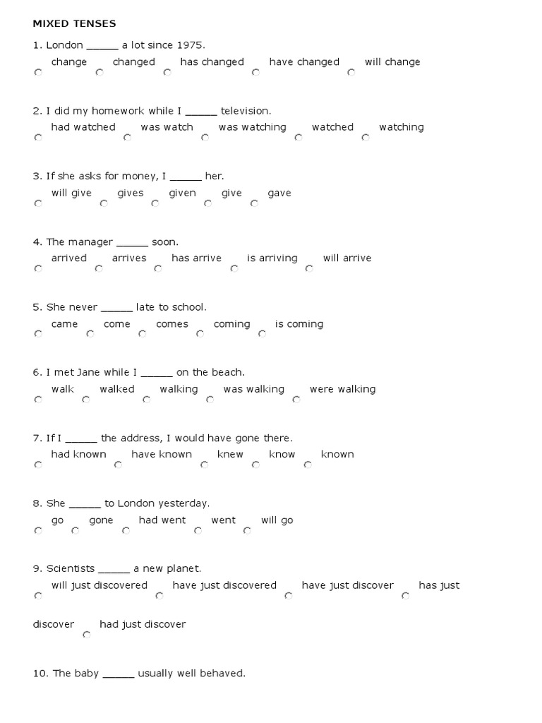 Mixed Tenses Exercises for Students | PDF