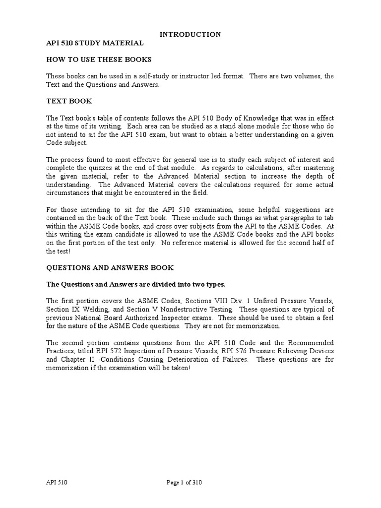 API 510 Study Material | PDF | Valve | Welding