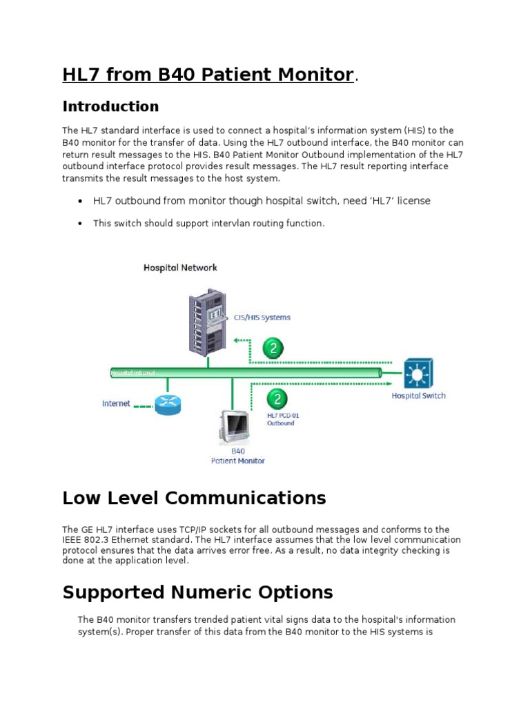 HL7 From B40 Patient Monitor | PDF | Communications Protocols | Port (Computer Networking)