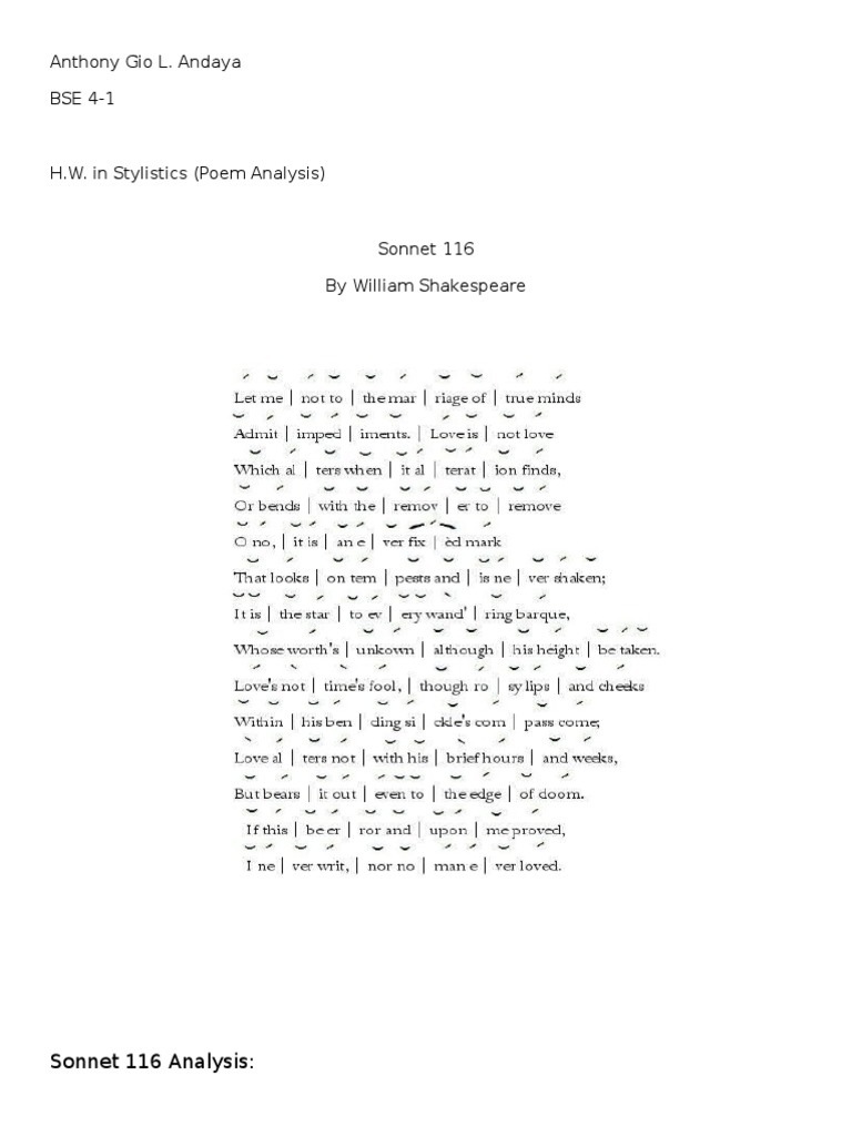 Anthony Gio L. Andaya BSE 4-1: Sonnet 116 Analysis | PDF
