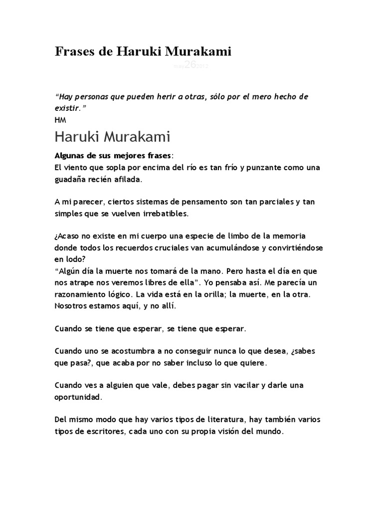 Frases de Haruki Murakami | PDF | Memoria