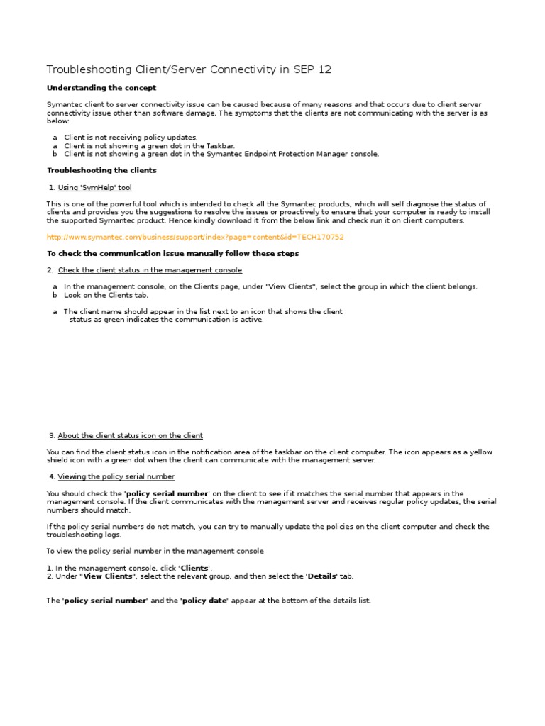 Troubleshooting Client/Server Connectivity in SEP 12: Understanding The ...
