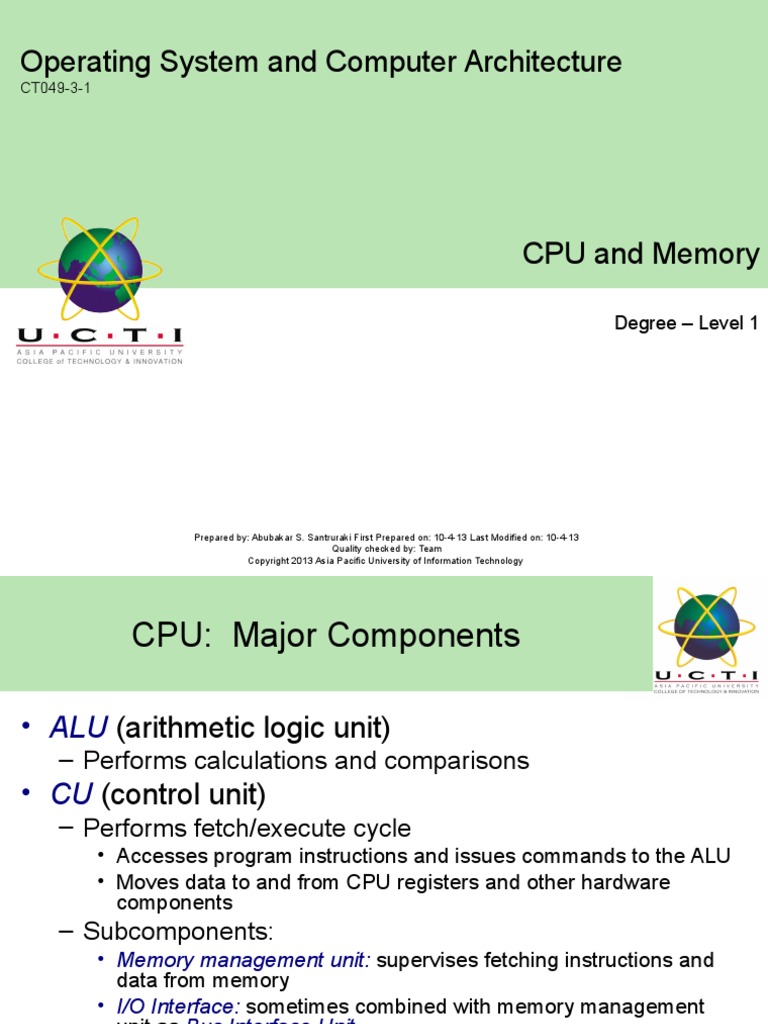 Operating System and Computer Architecture (CT049-3-1-OS) | PDF | Computer Memory | Instruction Set