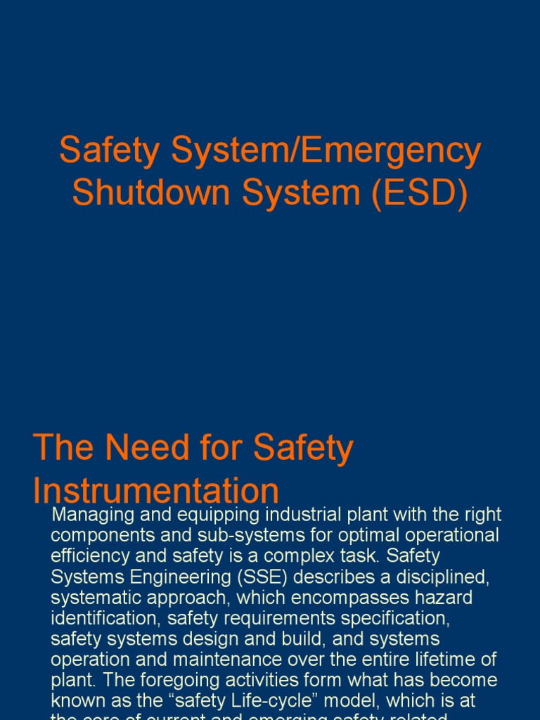 Safety System - Emergency Shutdown System P1 | Reliability Engineering ...