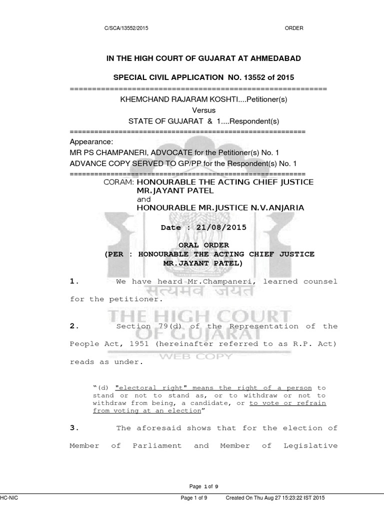 Gujarat High Court stays compulsory voting rule in Gujarat civic polls ...