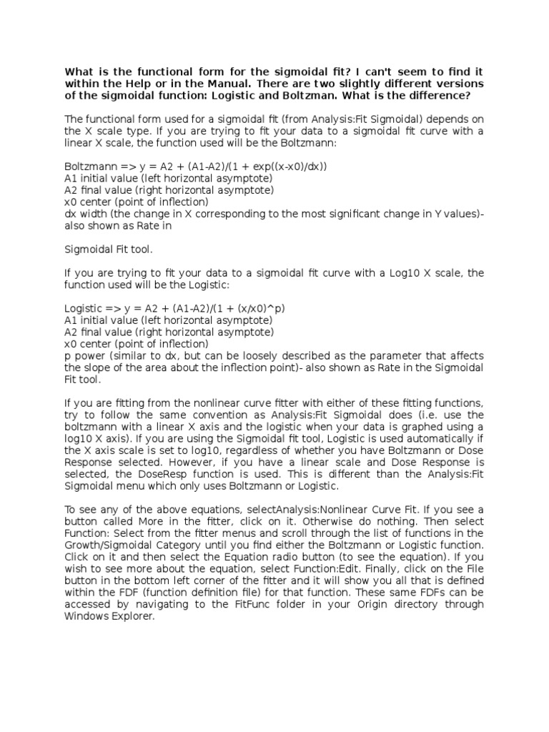 Sigmoidal Fit | PDF
