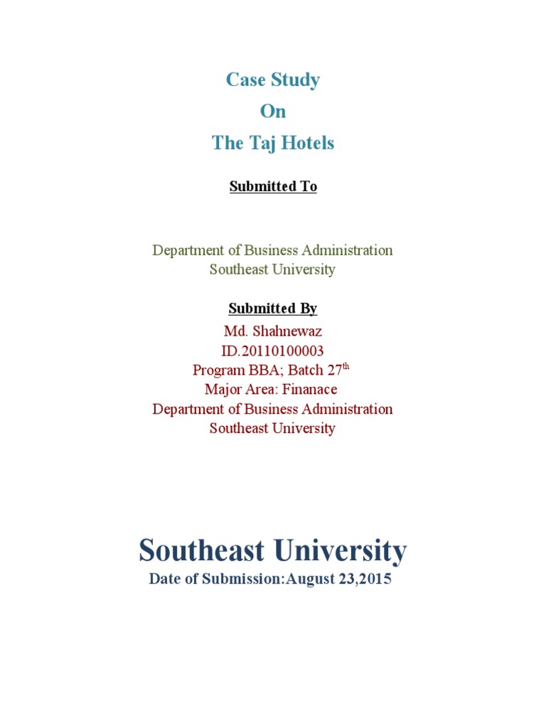 Case Study On The Taj Hotel | PDF | Hotel | Risk