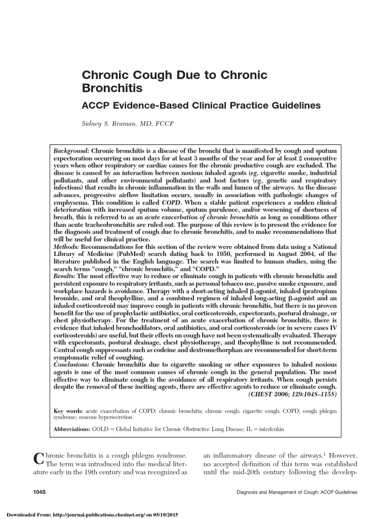 Chronic Cough Due To Chronic Bronchitis: ACCP Evidence-Based Clinical ...