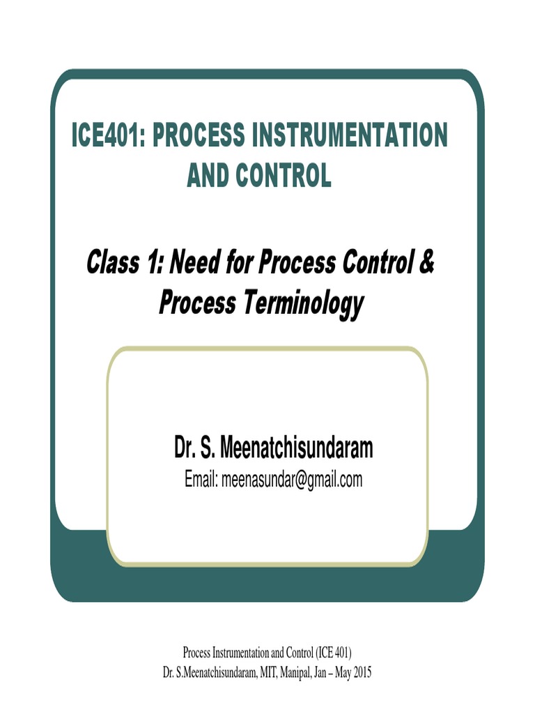 Class 1 - Need For Process Control & Process Terminology | PDF ...