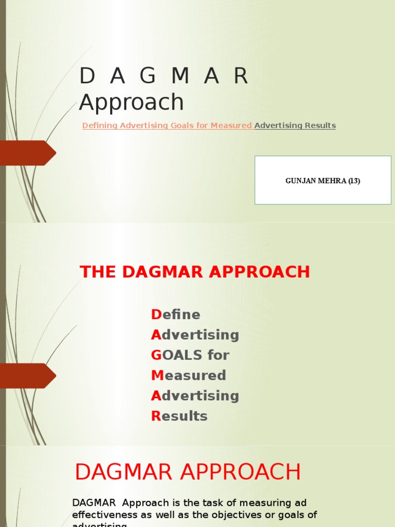 D A G M A R Approach: Defining Advertising Goals For Measured | PDF ...