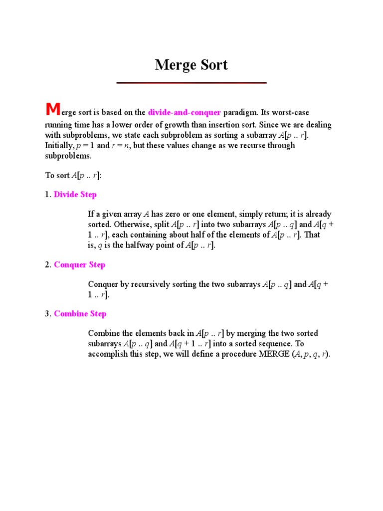 Merge Sort Ada | PDF | Teaching Methods & Materials | Science & Mathematics