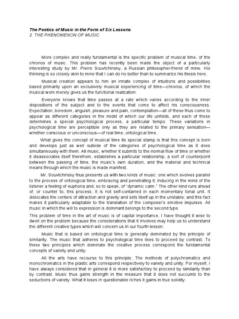 Igor Stravinsky, Poetics of Music in The Form of Six Lessons (Lesson ...