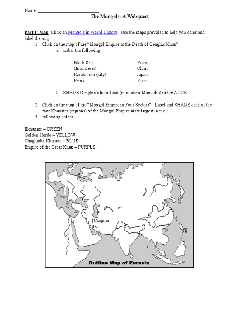 Mongol Webquest | PDF | Genghis Khan | Mongol Empire