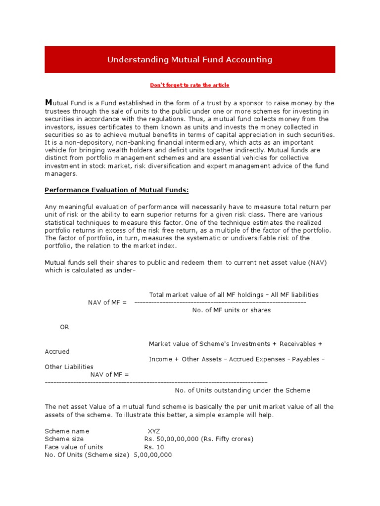Understanding Mutual Fund Accounting | PDF | Mutual Funds | Investing