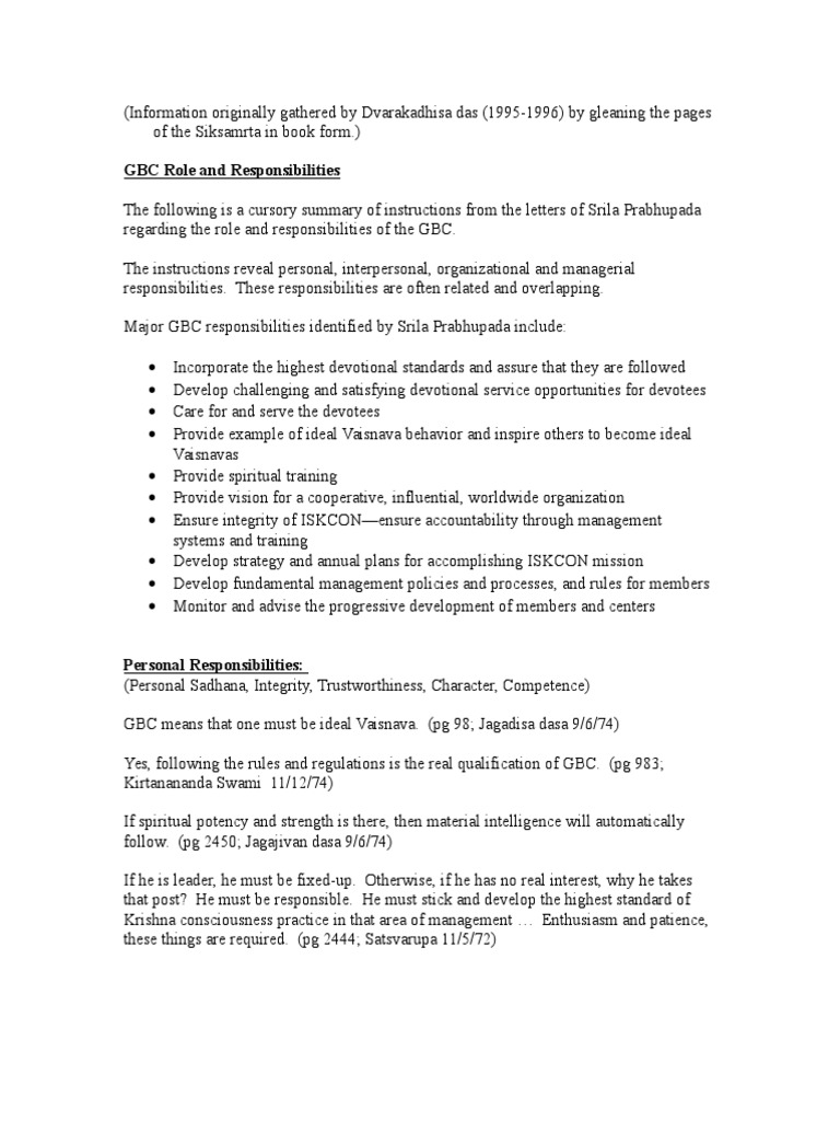 ISKCON GBC Role and Responsibility | PDF | Krishna | Hinduism