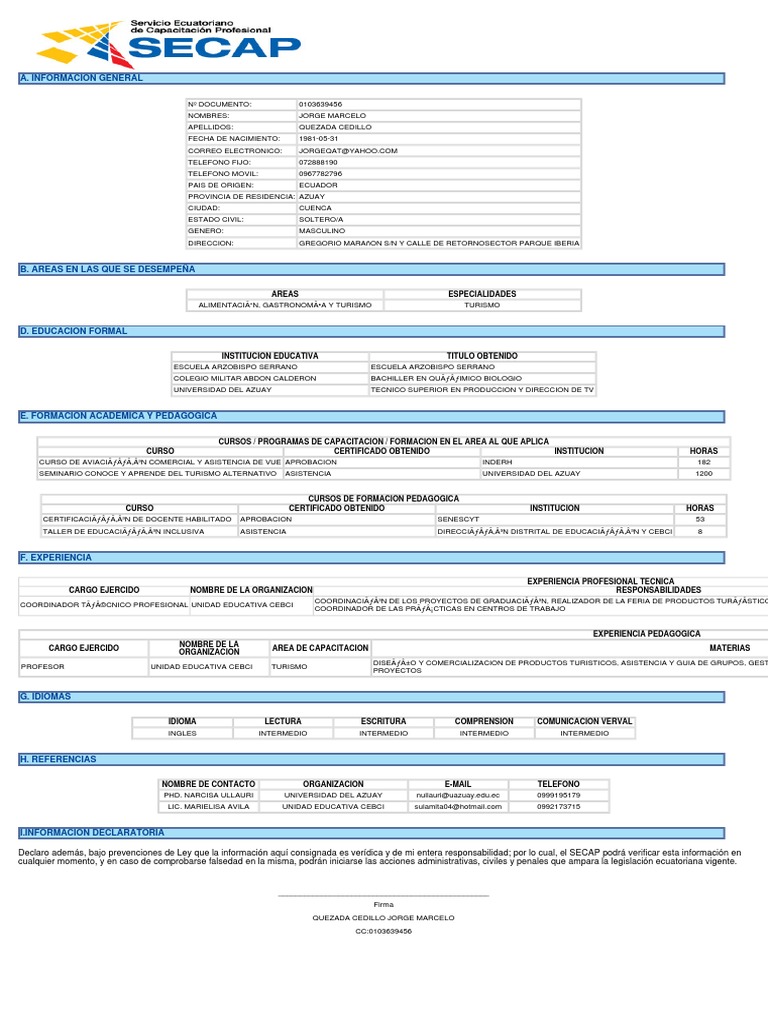 Formulario Secap | PDF