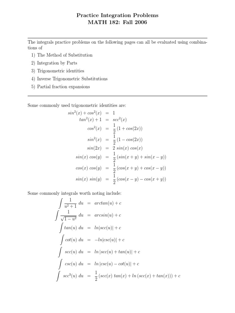 Integration Problems | PDF