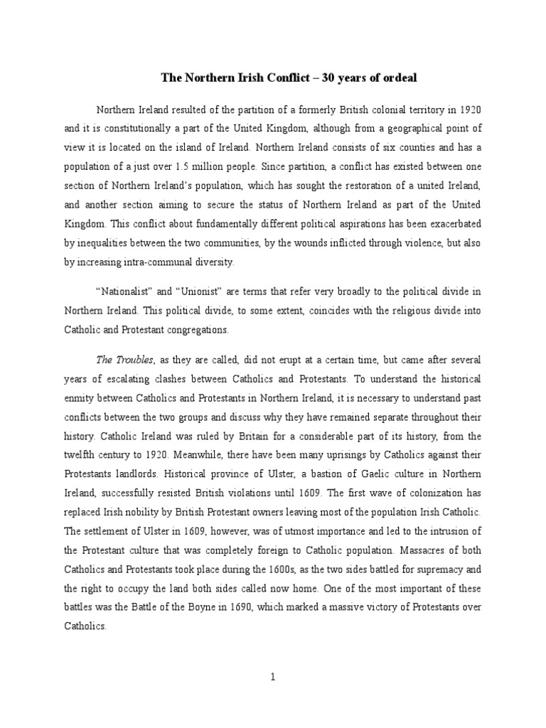 Northern Ireland Conflict Overview | PDF | Northern Ireland | Irish ...