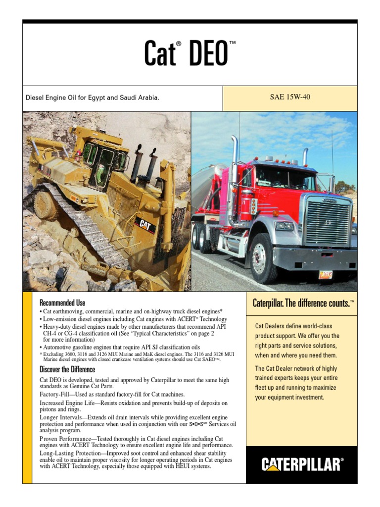 Cat DEO: Caterpillar. The Difference Counts | PDF | Motor Oil | Diesel ...