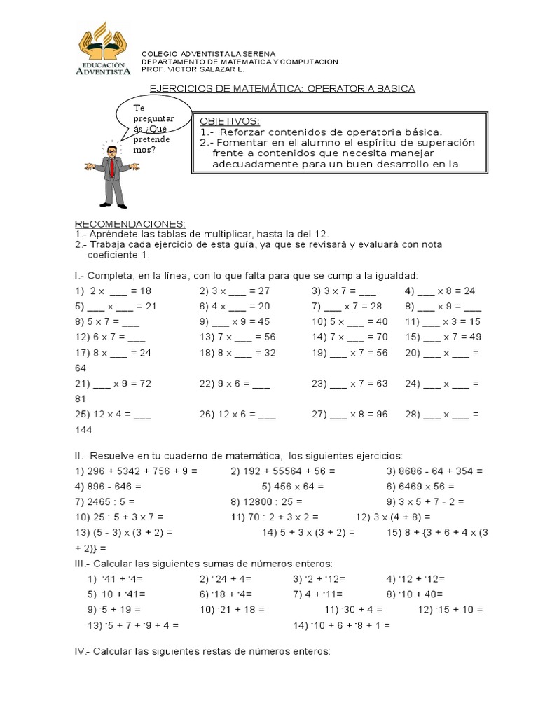 Nm1 Operatoria Basica | PDF | Objetos matemáticos | Enseñanza de matemática