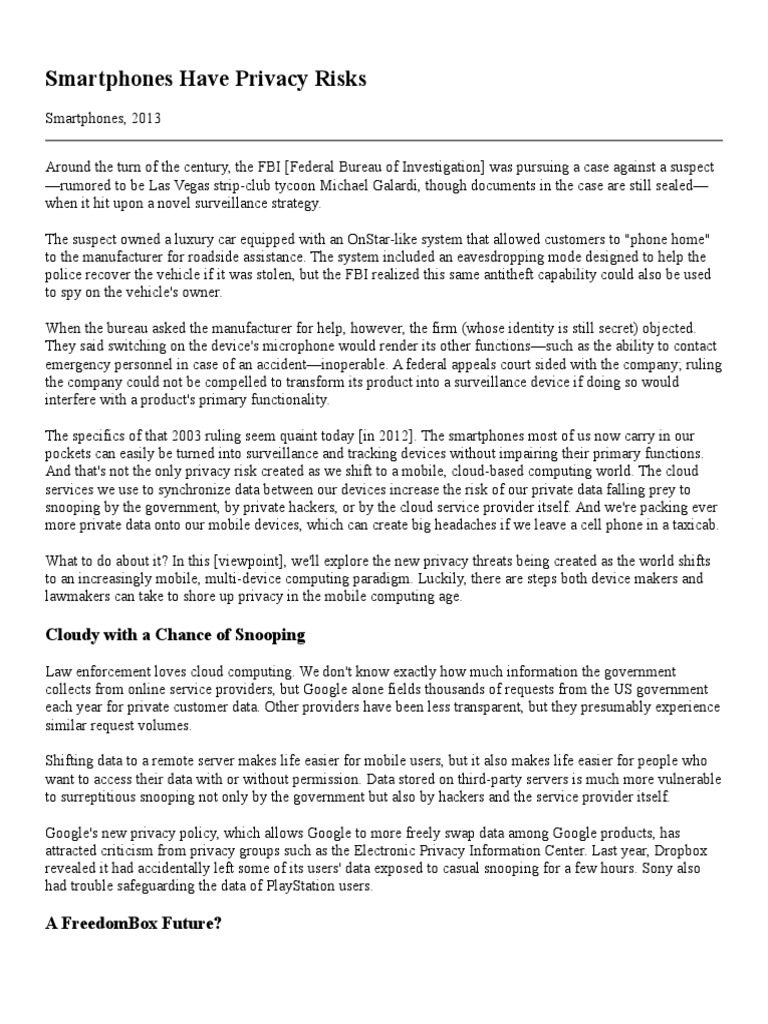 Smartphones Have Privacy Risks | PDF | Password | Privacy