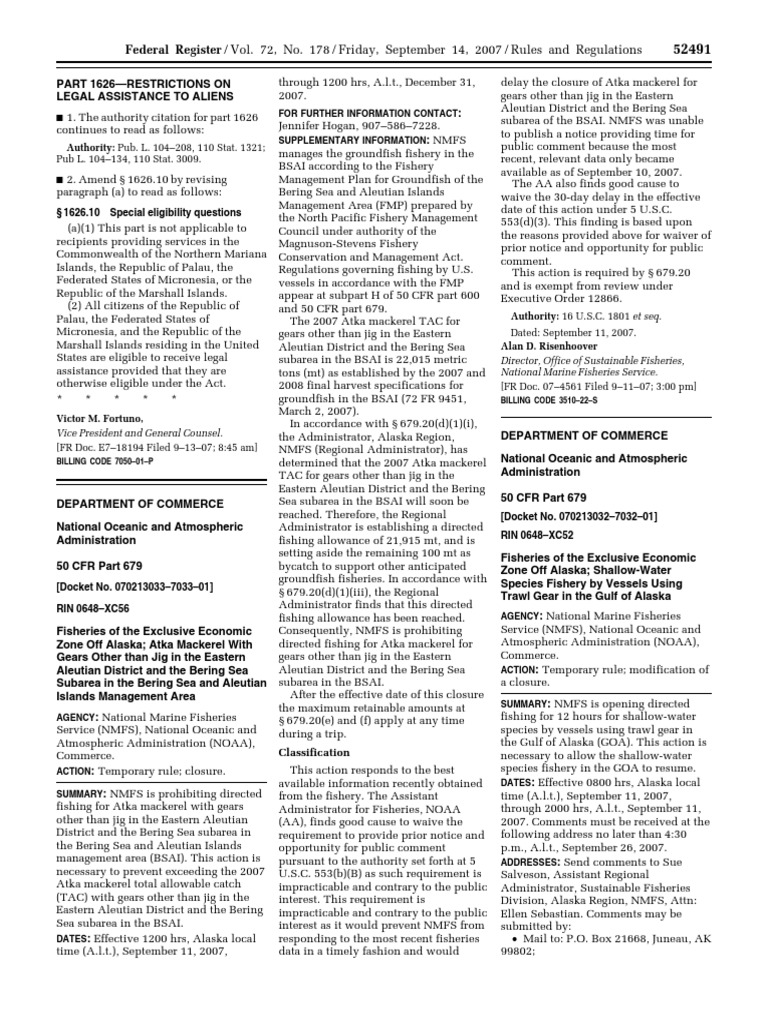 Rule: Fishery Conservation and Management: Alaska Fisheries of ...