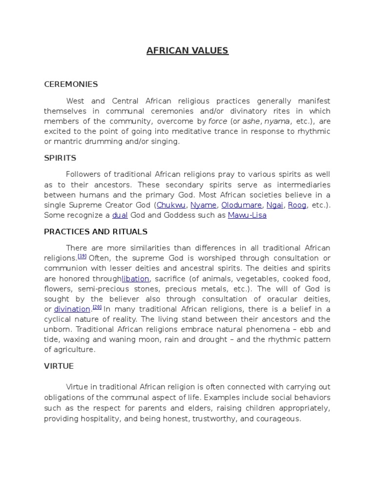 African Values: Ceremonies | PDF | Cultural Anthropology | Religious ...