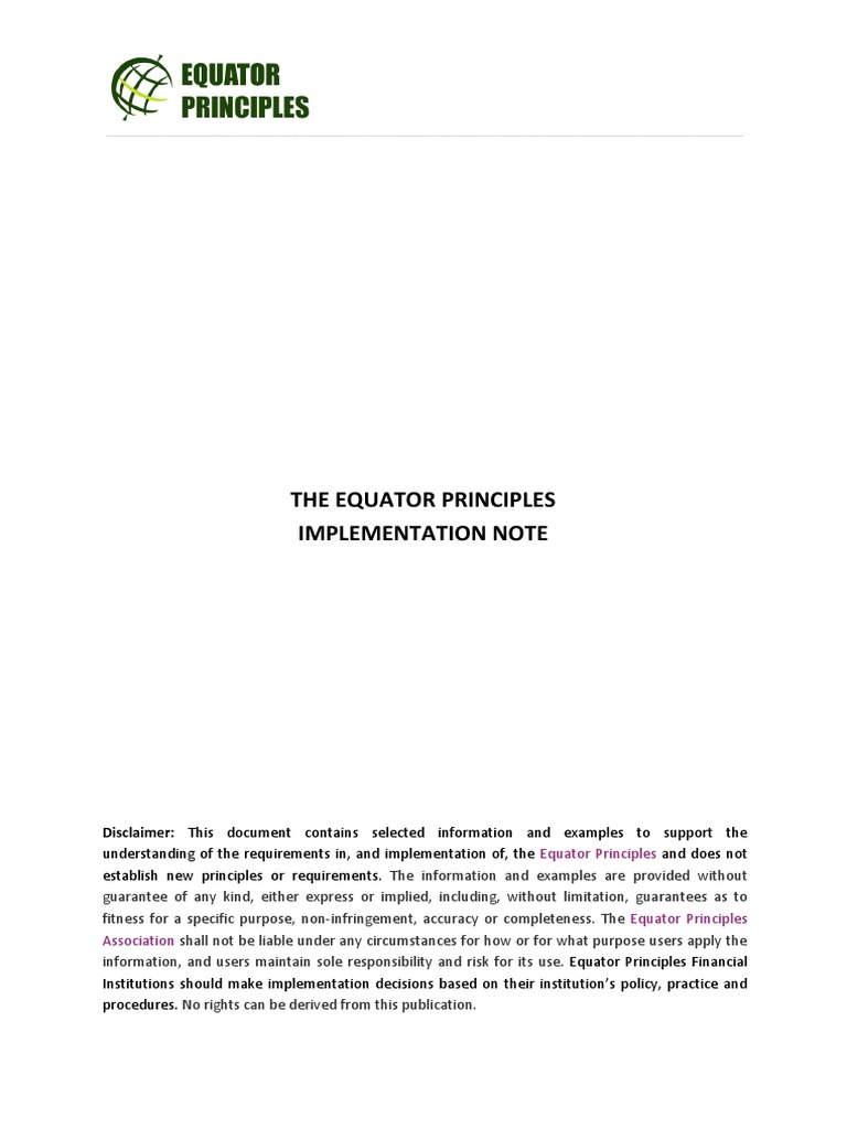 Equator Principles - Implementation Note - July 2014 | PDF | Project ...