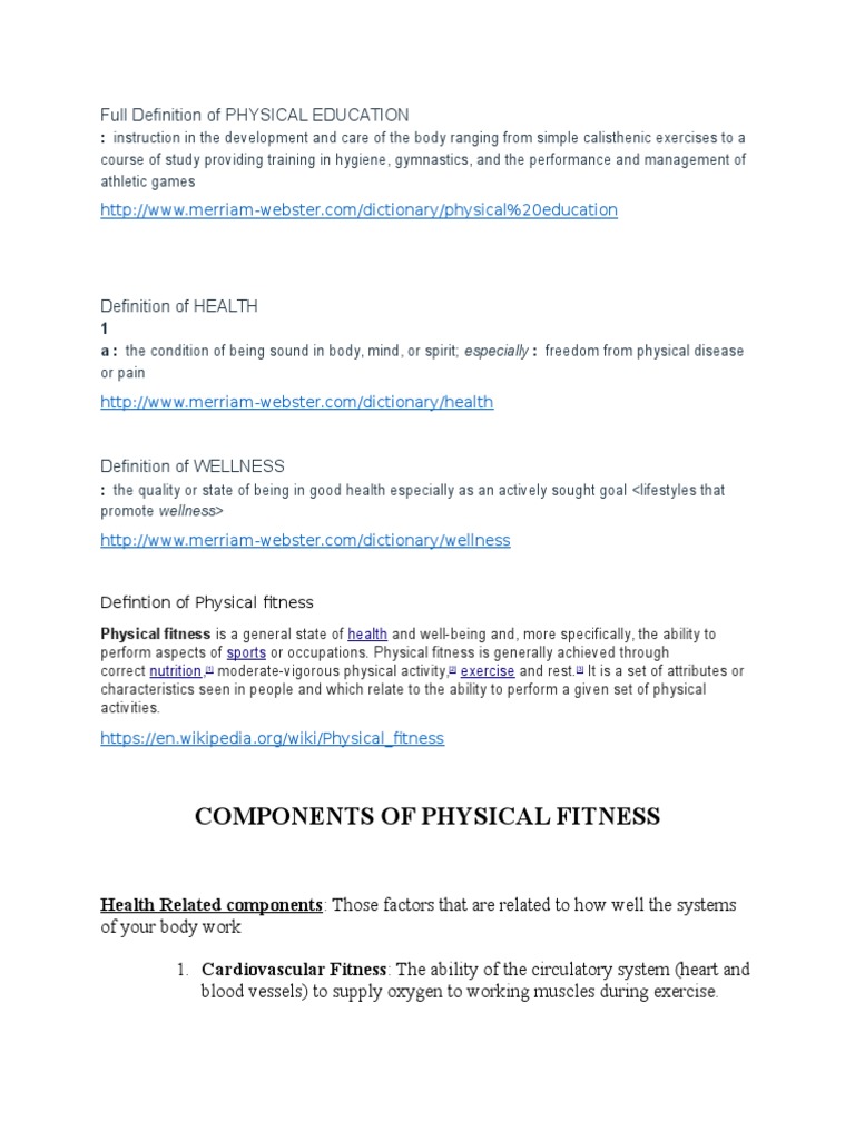 Components of Physical Fitness | PDF | Physical Fitness | Physical Exercise