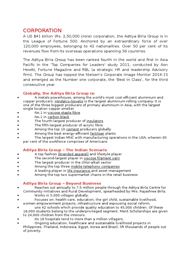 The Aditya Birla Group | PDF | Swot Analysis | Strategic Management
