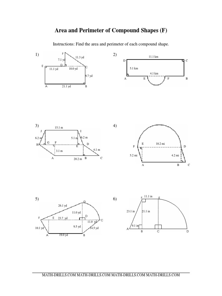 Area and Perimeter of Compound Shapes | PDF | Area | Numbers