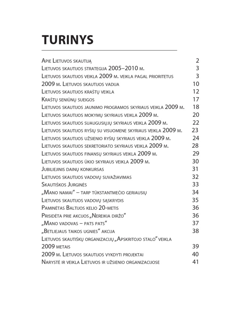 Lietuvos Skautijos 2009 M. Veiklos Ataskaita | PDF