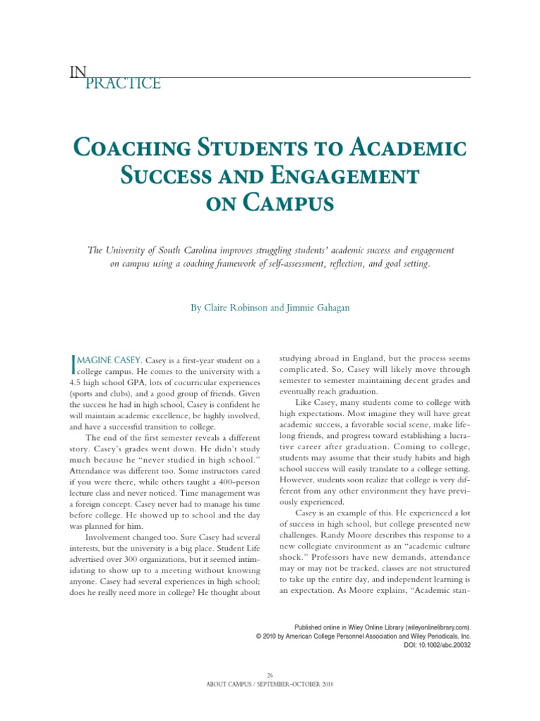 Coaching Students To Academic Success and Engagemetn On Campus | PDF ...