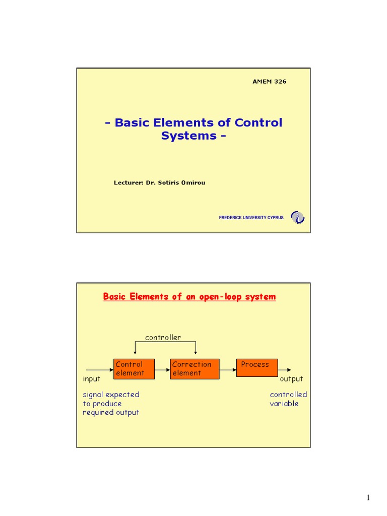 Basic Elements of Control Systems | PDF