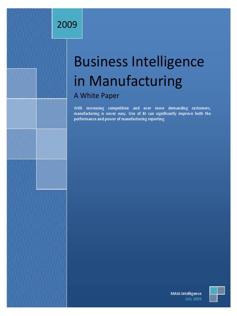BI For Manufacturing White Paper | PDF | Business Intelligence | Inventory
