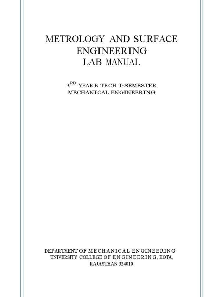 Metrology Lab Manual - Brijesh | Download Free PDF | Surface Roughness ...