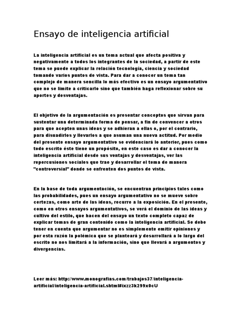 Ensayo de Inteligencia Artificial | PDF
