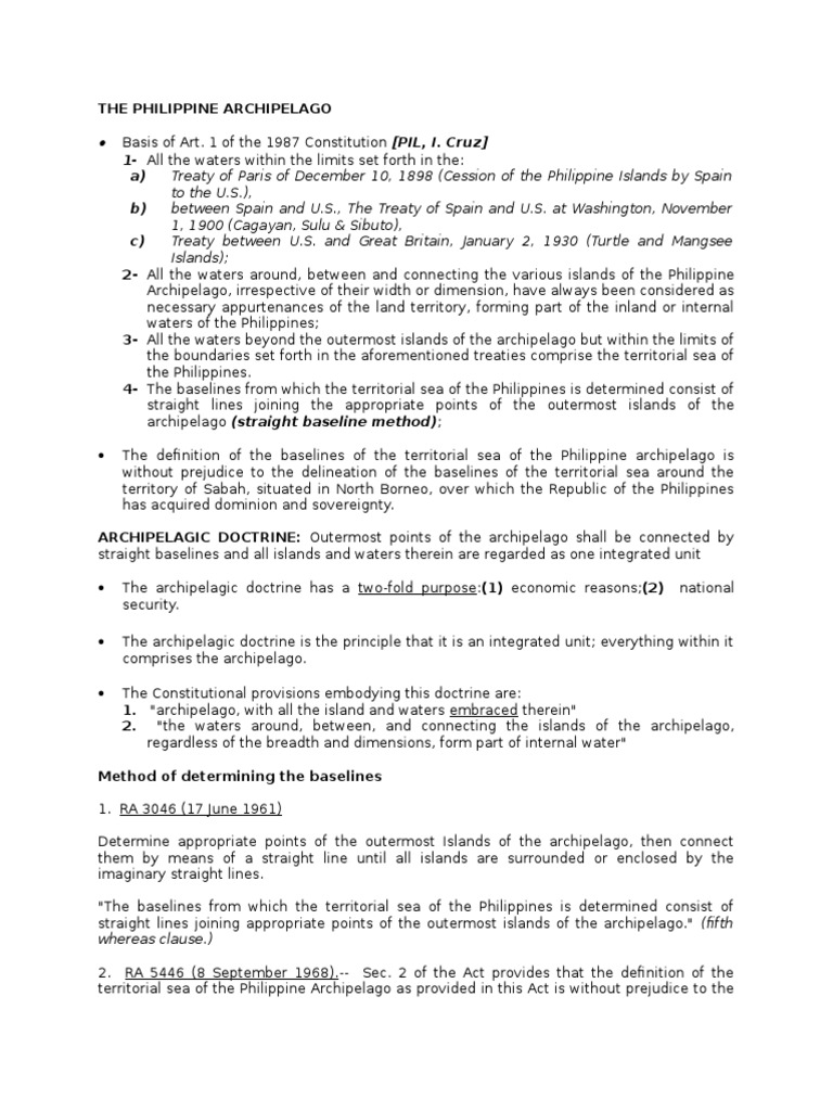 Defining the Territorial Waters and Archipelagic Baselines of the ...