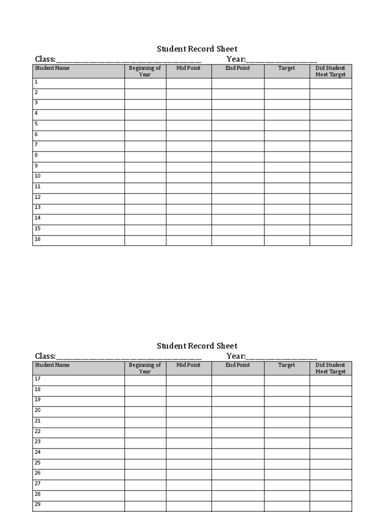 Student Progress Record Sheet | PDF | Career & Growth
