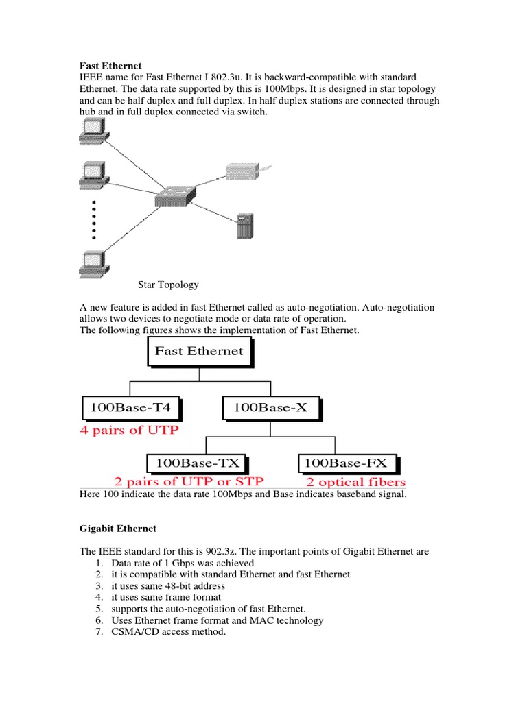 Fast Ethernet, Gigabit Ethernet, and 10 Gigabit Ethernet Standards ...