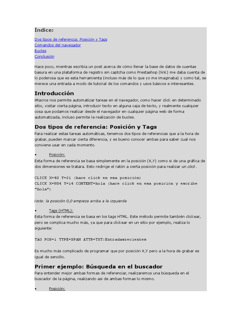 Comandos I Macros | PDF | HTML | Elemento HTML