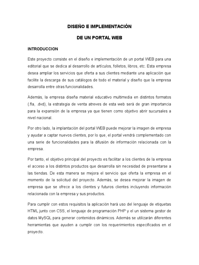 Diseño e Implementación de Portal Web | PDF | Php | Software